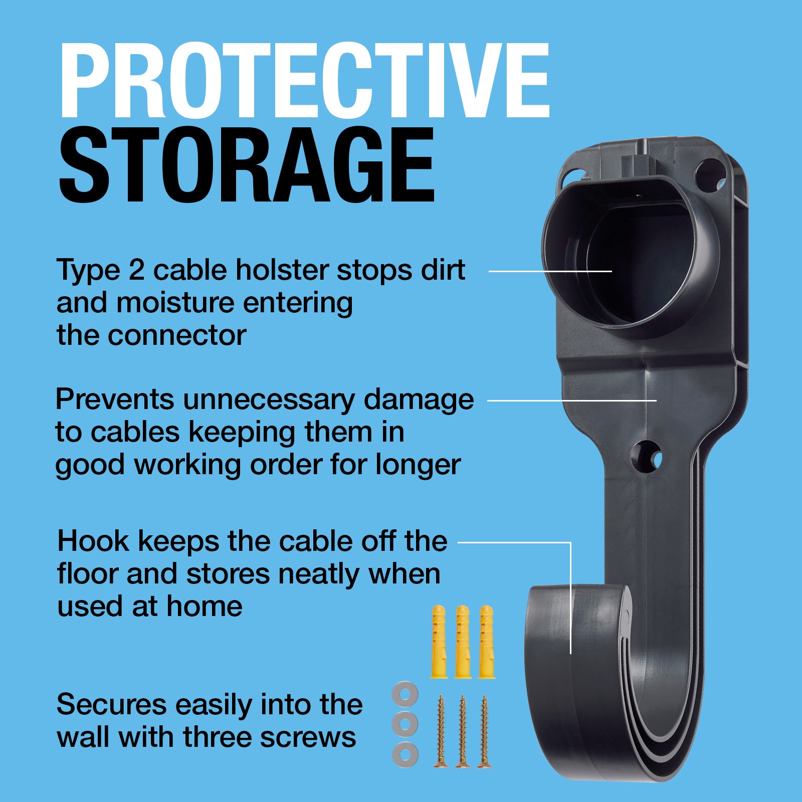 RING Type 2 Wall Hook and Holster for EV charging cables